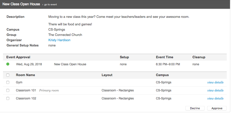 How to Approve An Event