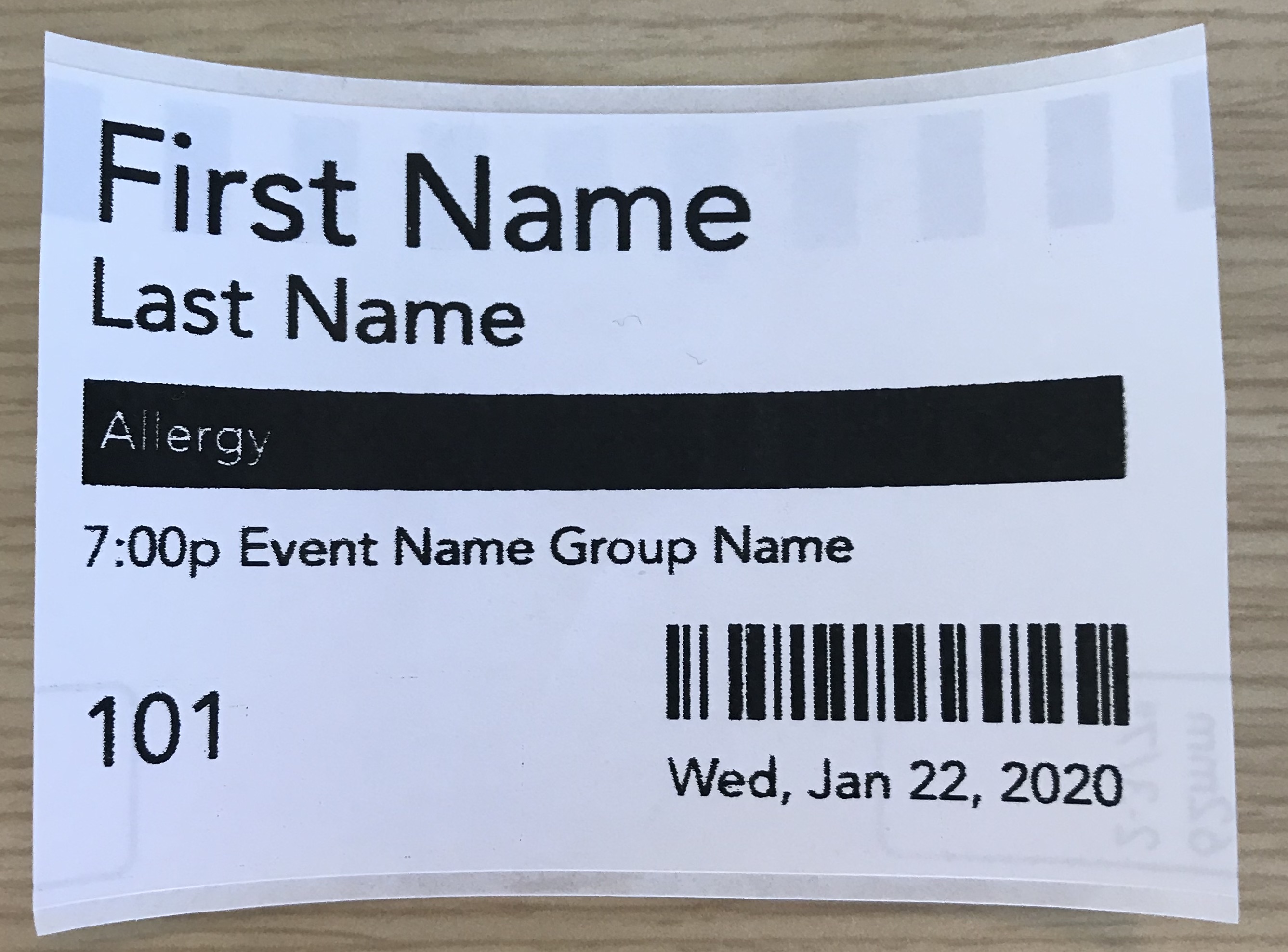 Check-In Printer and Label Picture Chart