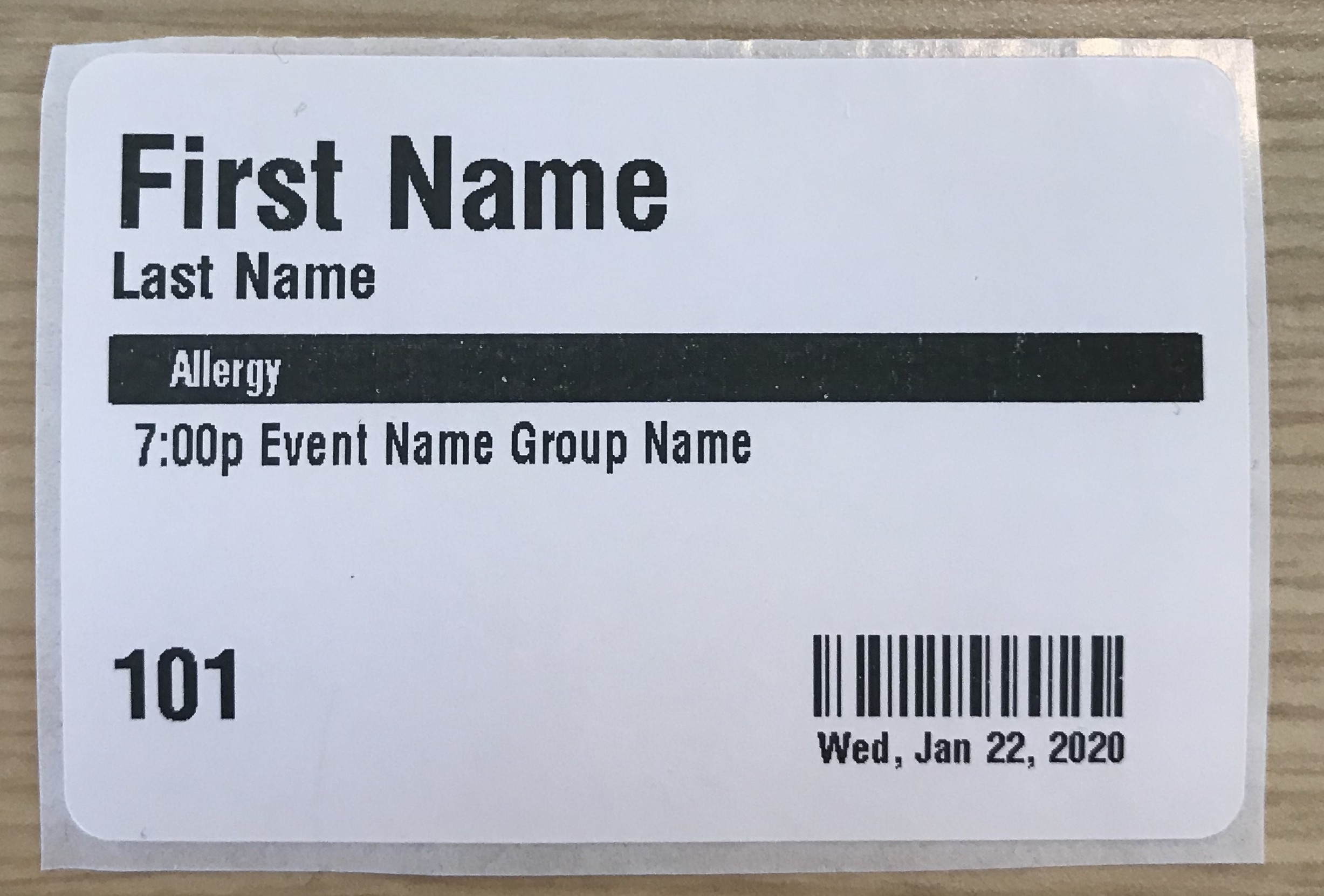 Check-In Printer and Label Picture Chart