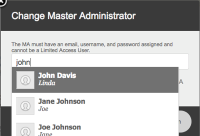 How to Change your Master Administrator